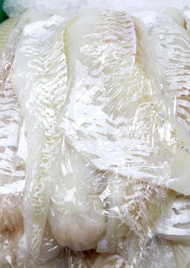 Cod Fish on Ice at Fish Market Stock Photo - Image of food, culinary ...