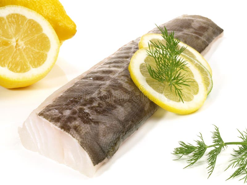 Cod Fish Loin on white stock image. Image of animal - 152377889