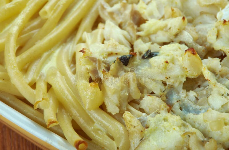 Cod Fish and Macaroni Casserole Stock Photo - Image of cheese, closeup ...