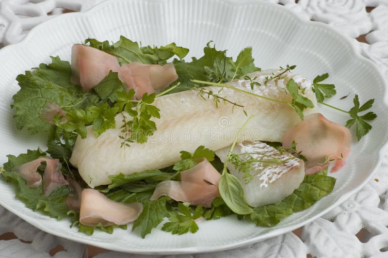 Cod fish plate stock image. Image of thyme, appetizers - 339361