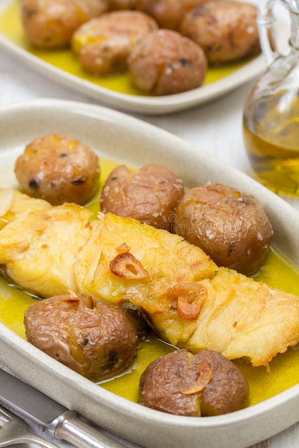 Cod fish with potato stock image. Image of baked, cream - 28590123