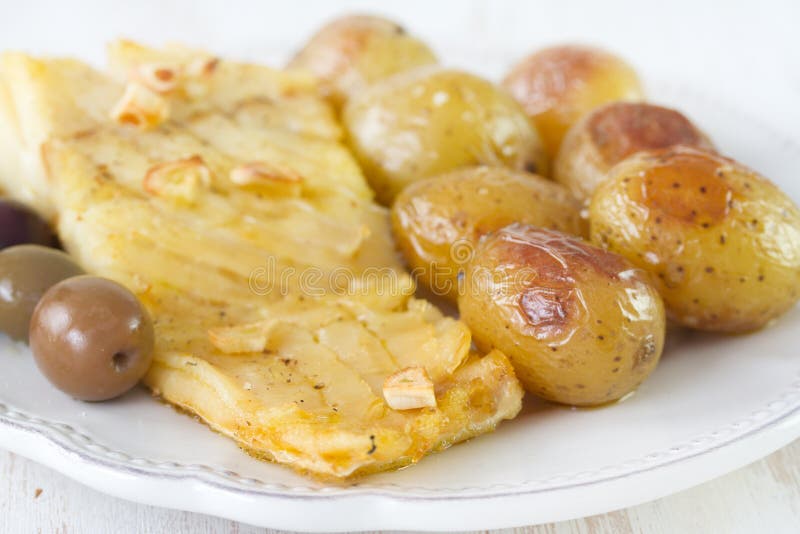 Cod fish with potato stock photo. Image of diet, healthy - 46378140