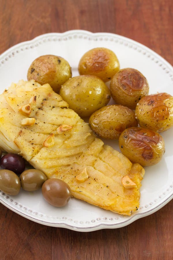 Cod fish with potato stock photo. Image of diet, codfish - 46378120