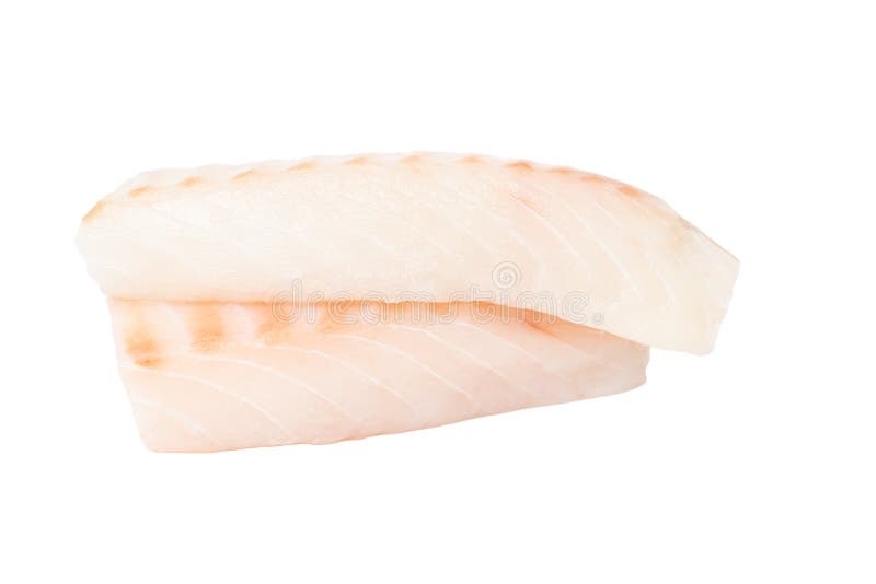 Cod Fish Raw Loins. Pieces Isolated on White Background Stock Photo ...