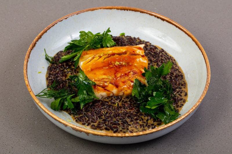 Cod fish with rice stock image. Image of choi, black - 129121733