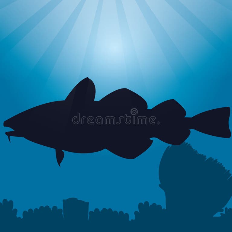 Cod Fish Silhouette. Vector Illustration Decorative Design Stock Vector ...