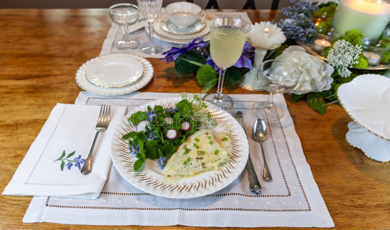 Cod Fish and Spring Green Salad on Fine China Stock Image - Image of ...