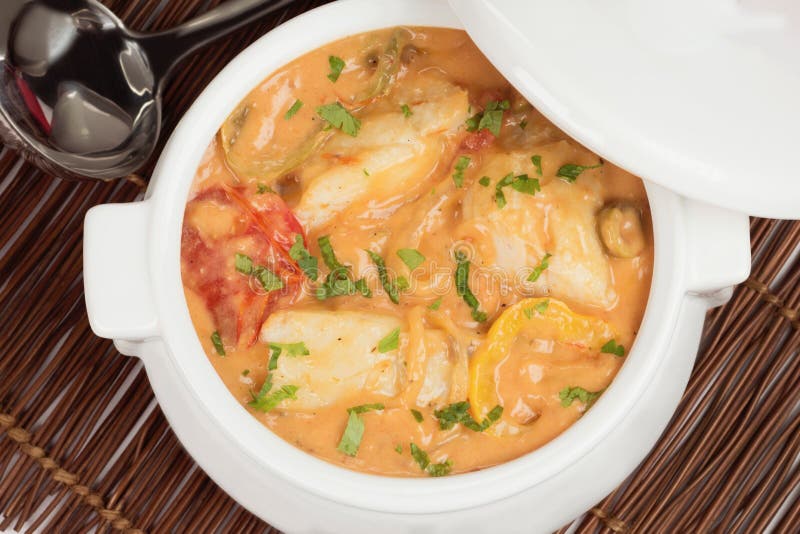 Cod Fish Stew Seen from Above Stock Image - Image of seafood, sauce ...