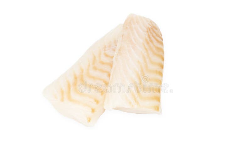 Cod Fish Two Loins. Fresh Uncooked Pieces Isolated on White Background ...
