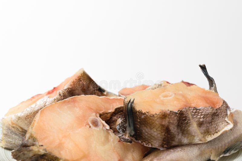 Cod Fish on a White Background Stock Photo - Image of frozen, closeup ...