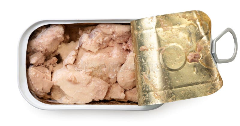 Cod Liver in Open Tin Can on a White Background. Top View Stock Image ...