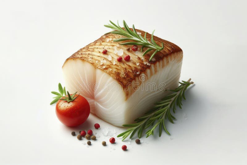 Cod Meat Isolated on Solid White Background. Ai Generative Stock ...
