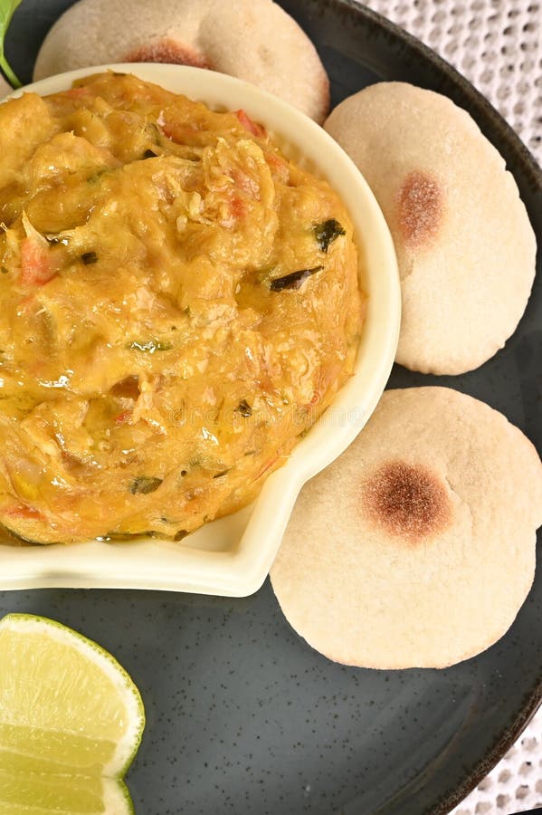Cod Moqueca, Fish Cream with Olive Oil and Flatbread Stock Photo ...
