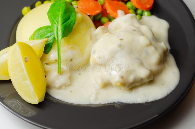 Cod Mornay, Flaky Cod with a Creamy Cheese Sauce, with Mashed Potato ...
