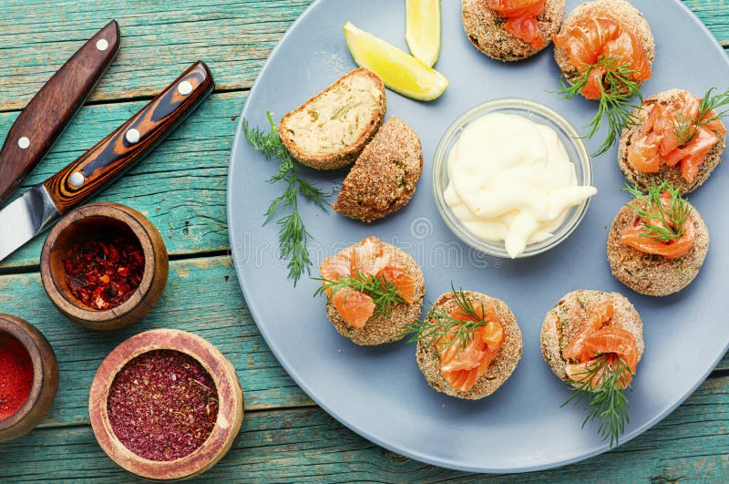 Cod roe cutlets stock photo. Image of roasted, dill - 199914474