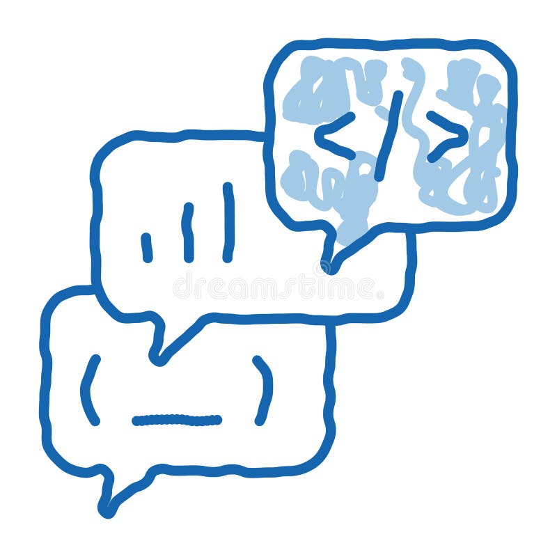 Codding Operation Programmer Discussing Doodle Icon Hand Drawn Illustration Stock Vector