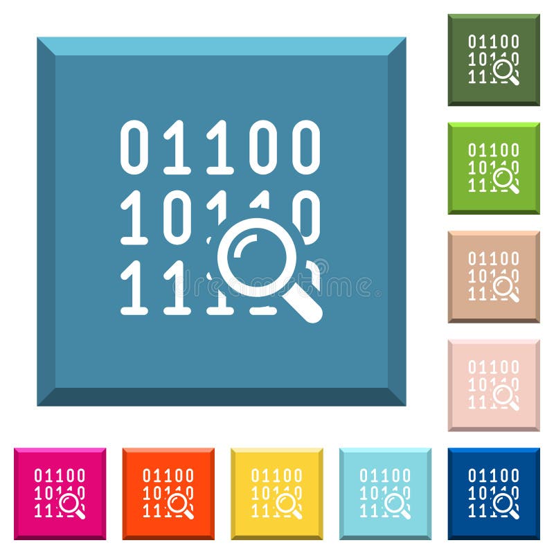 Code Analysis White Icons on Edged Square Buttons Stock Vector ...