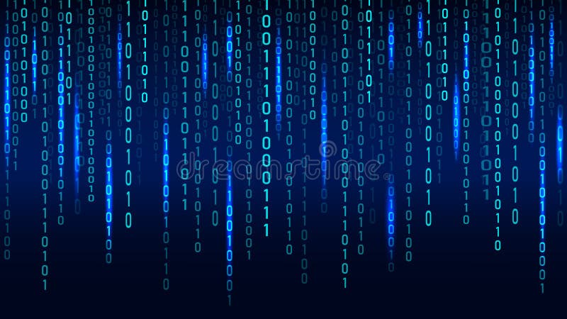 The Code of the Background Matrix Falling from the Top. Vector Particle ...