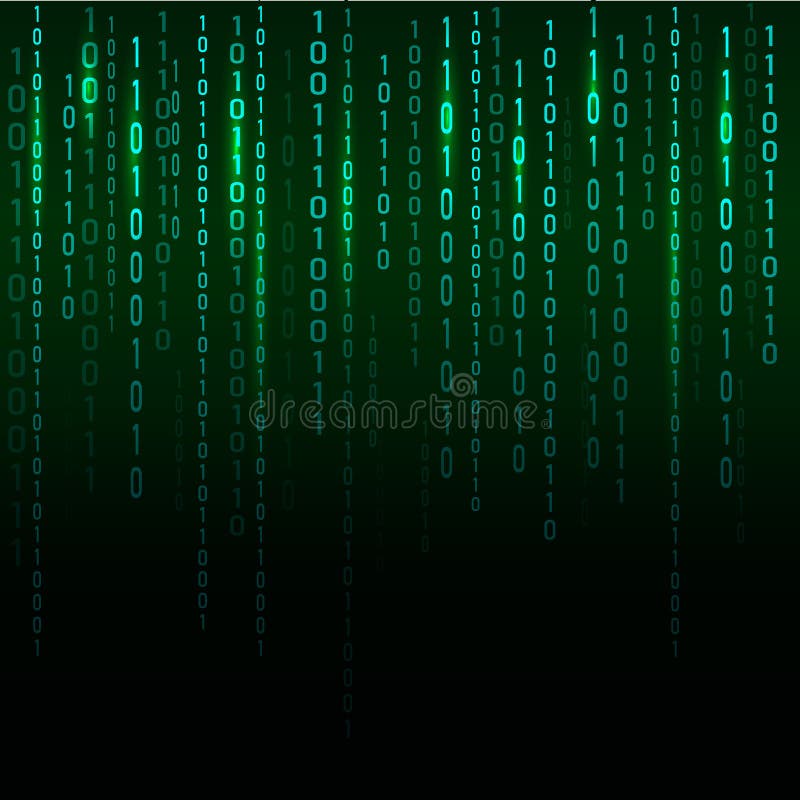 The Code of the Background Matrix Falling from the Top. Vector Particle ...