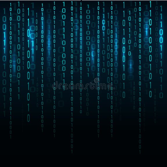 The Code of the Background Matrix Falling from the Top. Vector Particle ...