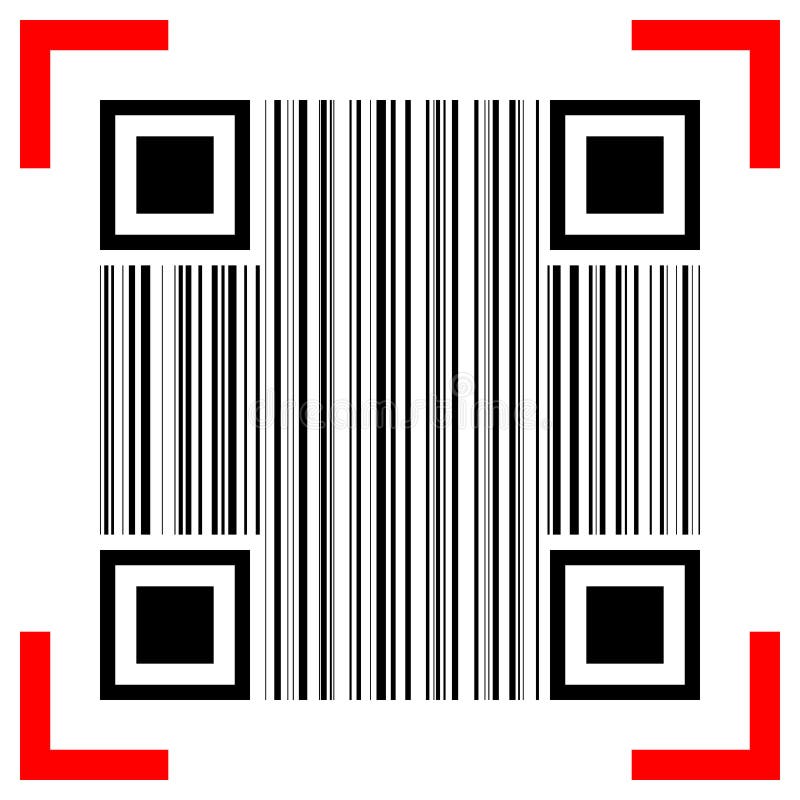 Code Barre Et Code Qr Avec Scanner Rouge Sur Illustration Vectorielle ...