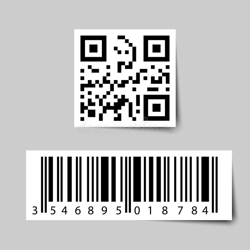 Code Barres Avec Le Code De Qr Ensemble De Code Illustration de Vecteur ...