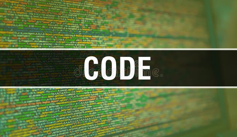 Code with Binary Code Digital Technology Background. Abstract Background with Program Code and ...