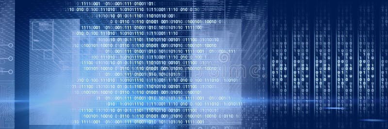 Code Binary Interface and Blue Background Stock Illustration - Illustration of graphic, light ...