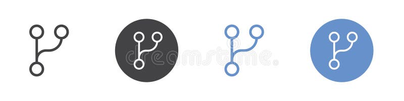 Code Branch Icon Flat Set in Black and White Color Stock Illustration ...