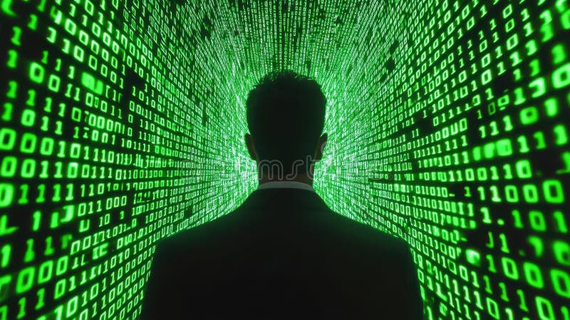 Code Breaker Facing a Digital Future Immersed in Green Binary Streams ...