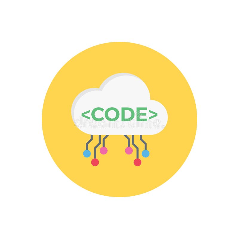 Code Cloud Vector Flat Colour Icon Stock Vector - Illustration of ...