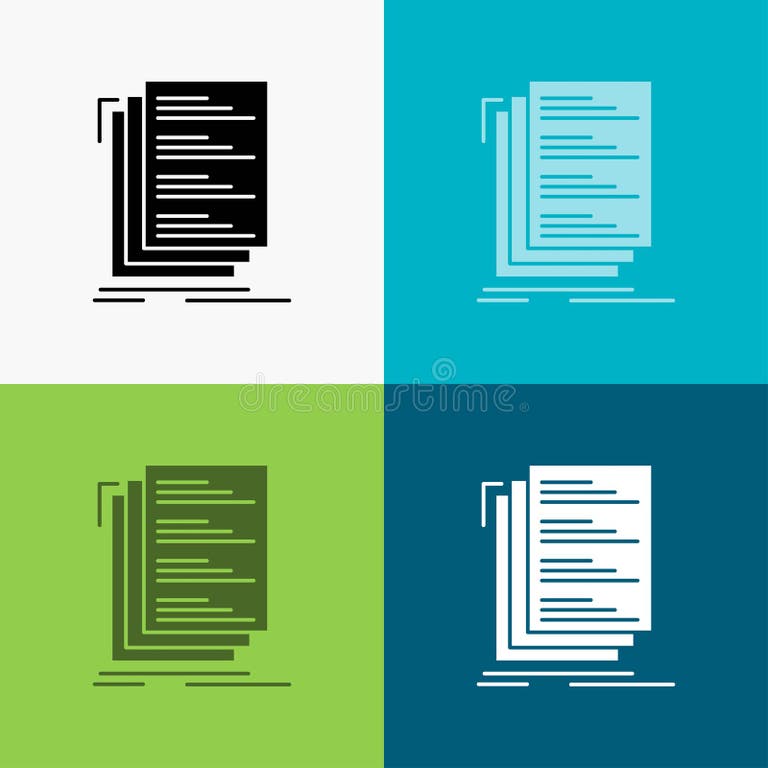 Code, Coding, Compile, Files, List Icon Over Various Background. Glyph Style Design, Designed ...