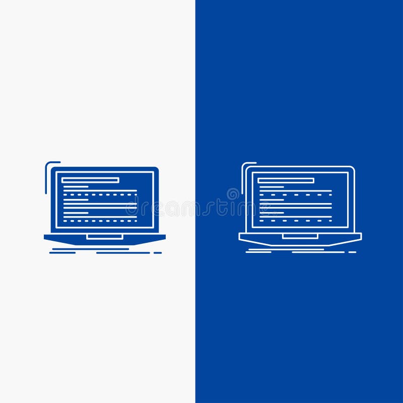 Code Coding Computer Monoblock Laptop Line And Glyph Web Button In Blue Color Vertical