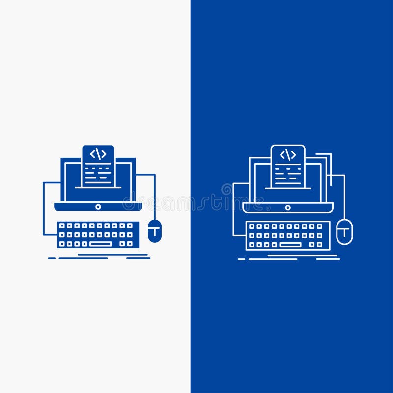 Code Coding Computer Monoblock Screen Line And Glyph Web Button In