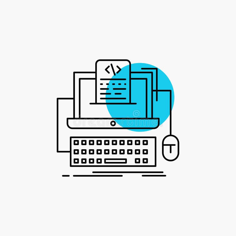 Code Coding Computer Monoblock Screen Line Icon Stock Vector Illustration Of Display