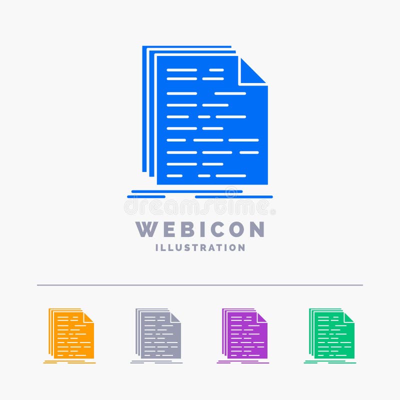 Code Coding Doc Programming Script 5 Color Glyph Web Icon Template Isolated On White Vector