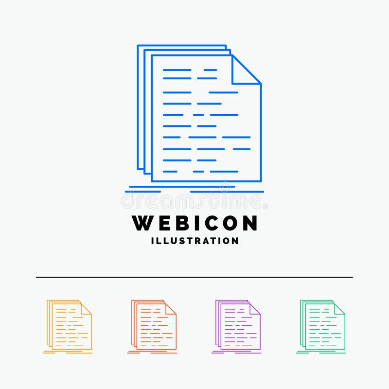 Code Coding Doc Programming Script 5 Color Line Web Icon Template