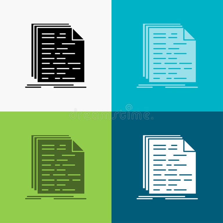 Code, Coding, Doc, Programming, Script Icon Over Various Background. Glyph Style Design ...