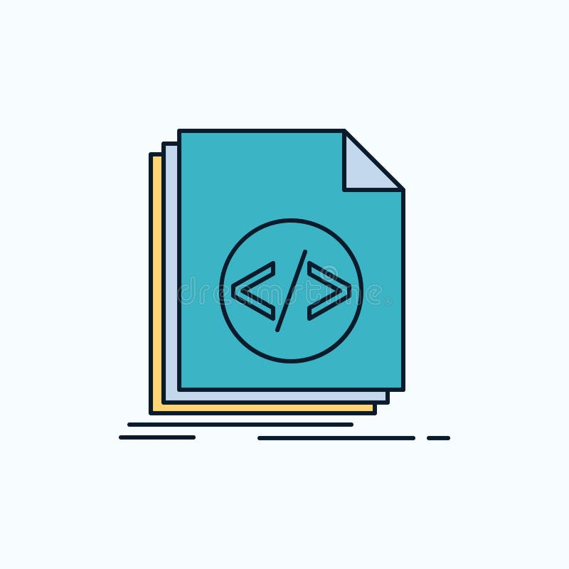 Code Coding File Programming Script Flat Icon Green And Yellow Sign And Symbols For Website