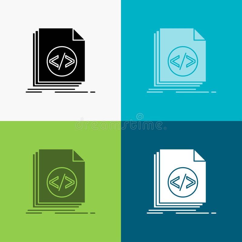 Code Coding File Programming Script Icon Over Various Background