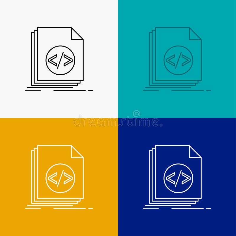 Code, Coding, File, Programming, Script Icon Over Various Background. Line Style Design ...