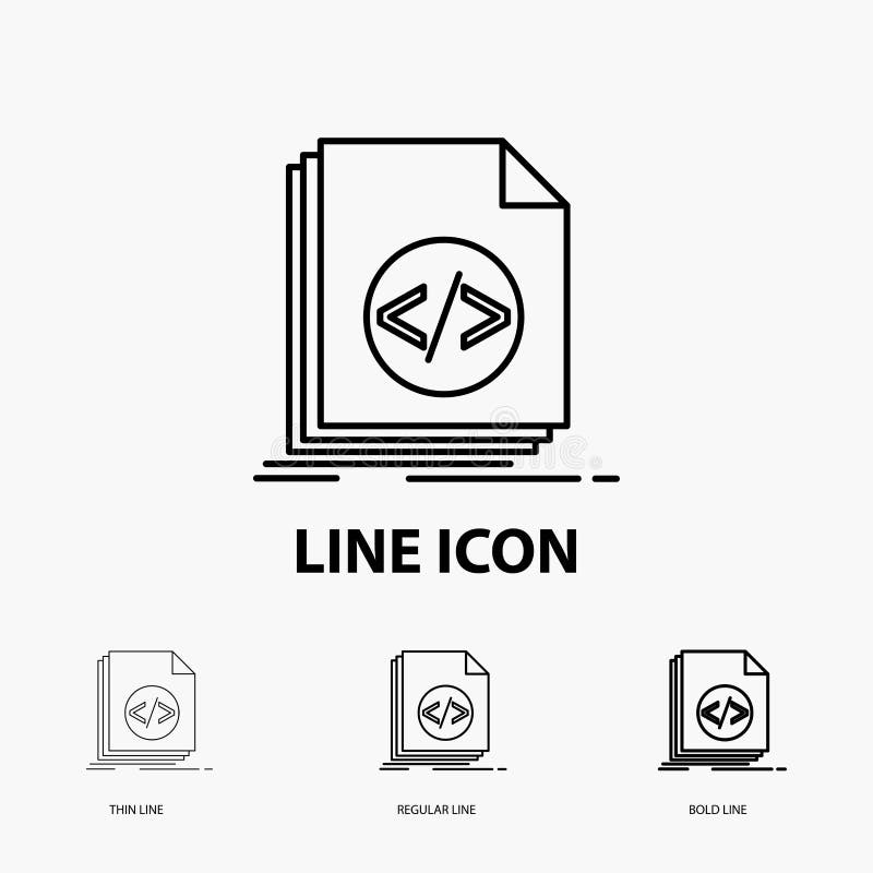 Code Coding File Programming Script Icon In Thin Regular And Bold Line Style Vector