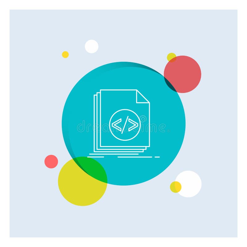 Code Coding File Programming Script White Line Icon Colorful Circle Background Stock Vector