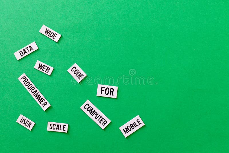 Code Computer Programmer Data Text on Green Background. Flat Color ...