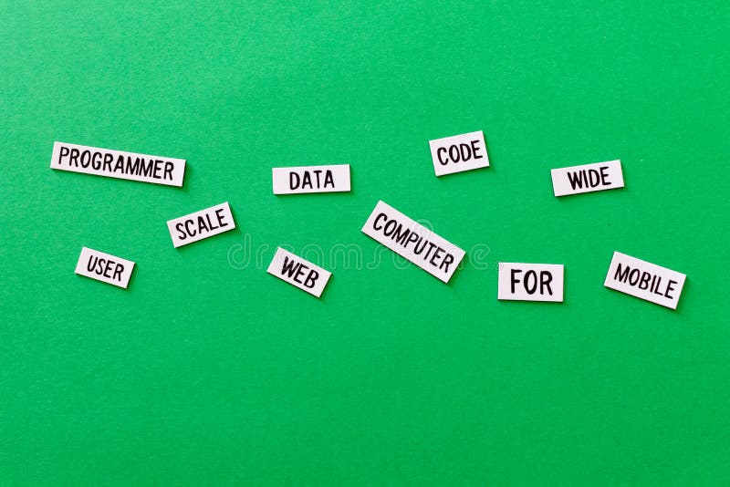Code Computer Programmer Data Text on Green Background. Flat Color ...