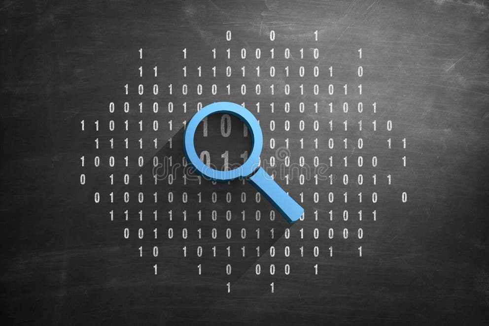 Code 0 1 01 Concept with Magnifying Glass Stock Illustration ...