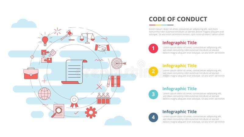 Code of Conduct Concept for Infographic Template Banner with Four Point ...