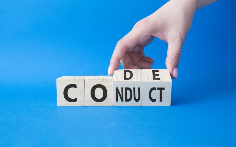 Code And Conduct Symbol Concept Words Code And Conduct On Wooden Cubes