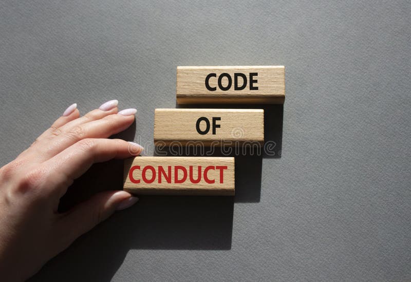 Code Of Conduct Symbol Wooden Blocks With Words Code Of Conduct