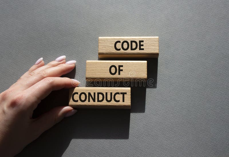 Code Of Conduct Symbol Wooden Blocks With Words Code Of Conduct